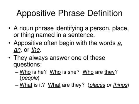 PPT Appositive Phrase PowerPoint Presentation Free Download ID