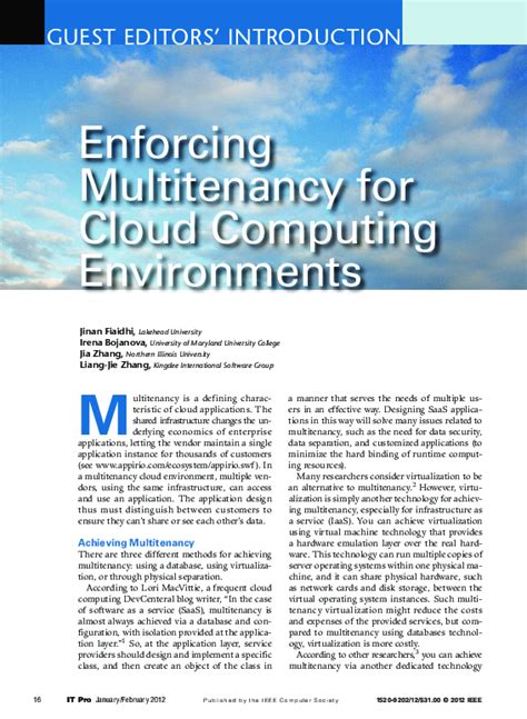 Pdf Enforcing Multitenancy For Cloud Computing Environments