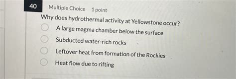 Solved Multiple Choice Pointwhy Does Hydrothermal Chegg