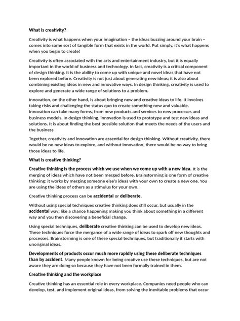 Creativity And Creative Thinking Pdf Design Thinking Creativity