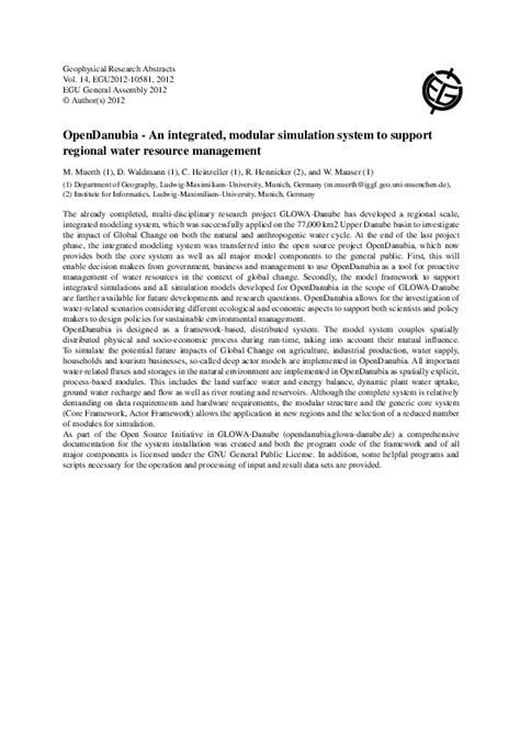 Pdf Opendanubia An Integrated Modular Simulation System To Support