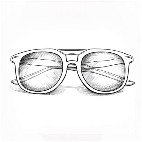 Premium Photo Drawing Of A Pair Of Glasses With A White Background