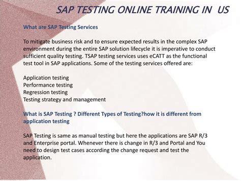 PPT SAP TESTING ONLINE TRAINING PowerPoint Presentation Free Download ID