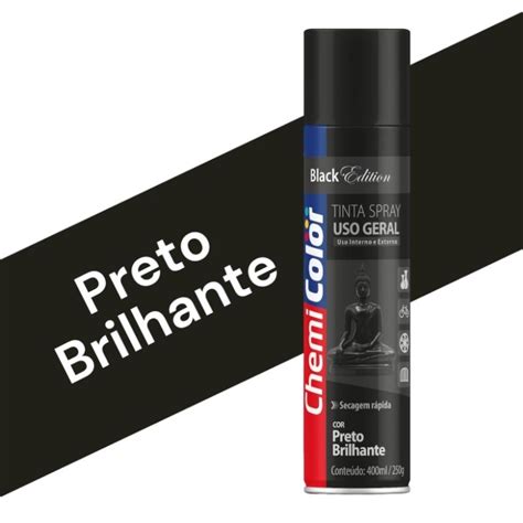 Tinta Spray Preto Brilhante 400ml Uso Geral Chemicolor Edition Casa