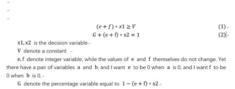Mixed Integer Programming Need Help For Building Two Constraints In Mip Model Operations