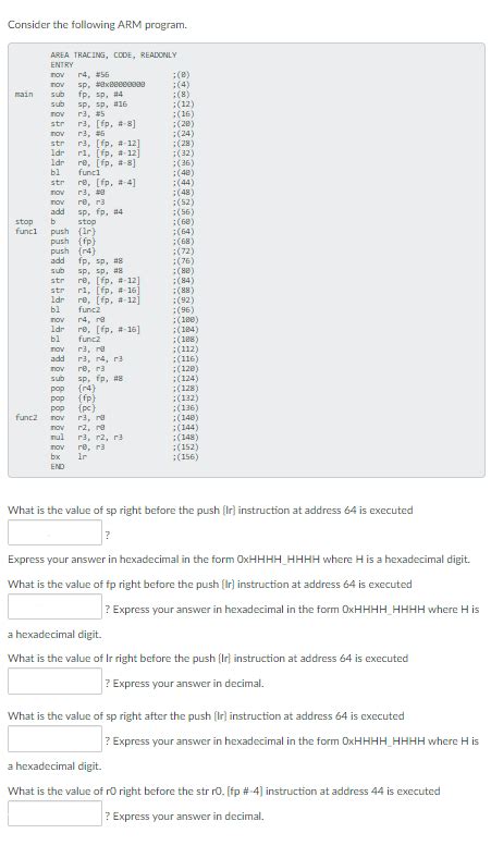 Solved Consider The Following Arm Program What Is The Value