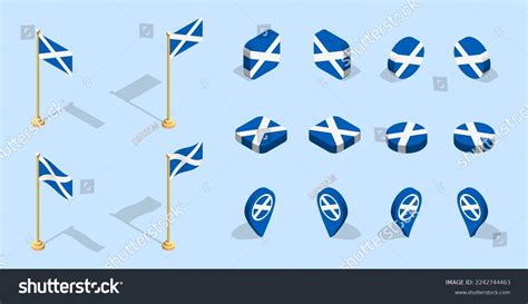 Scottish Flag Scotland 3d Isometric Flag Stock Vector Royalty Free