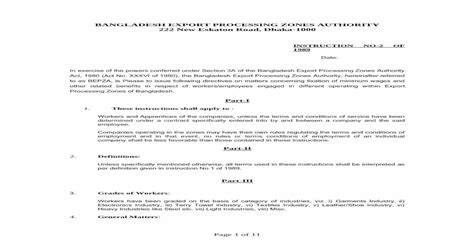 Bangladesh Export Processing Zones … · · 2012 10 04processing Zones Of