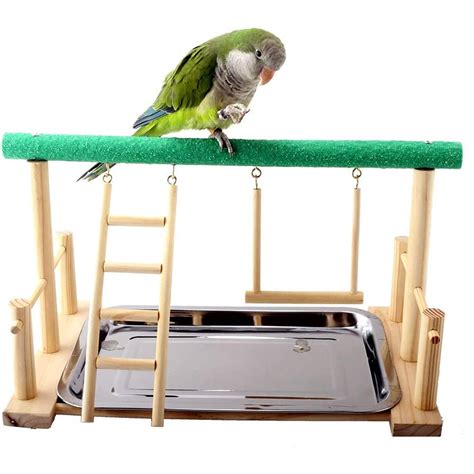 Colorful Bird Perch Stand Platform Natural Wood Playground Paw Grinding