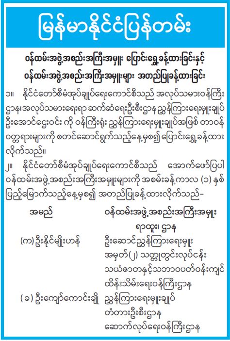 ဝန်ထမ်းအဖွဲ့အစည်းအကြီးအမှူး ပြောင်းရွှေ့ခန့်ထားခြင်းနှင့် ဝန်ထမ်းအဖ