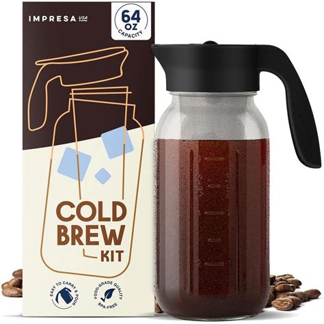 Impresa 64 Oz Cold Brew Mason Jar Coffee Maker Wwide Mouth Cold Brew