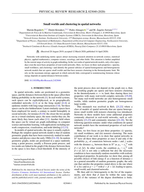 PDF Small Worlds And Clustering In Spatial Networks