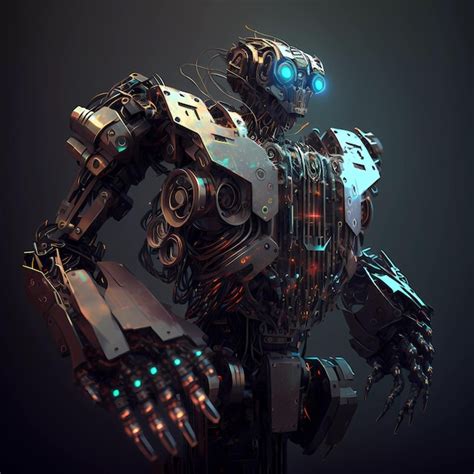 Un Robot Con Una Luz Azul Foto Premium
