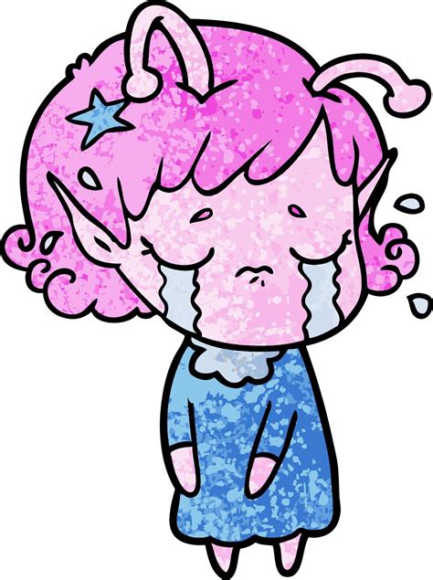Cartoon Crying Alien Girl 12370026 Vector Art At Vecteezy