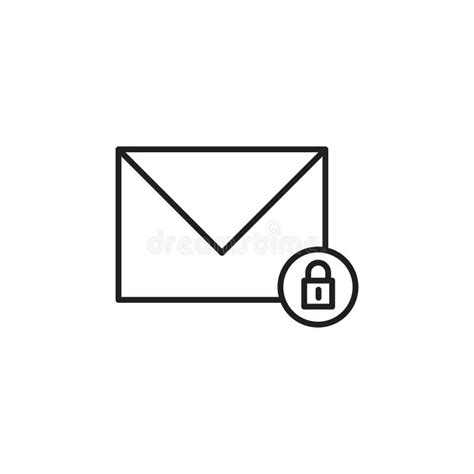 Secure Mail Icon Flat Line Illustration Stock Vector Illustration Of Thin Email 341551937
