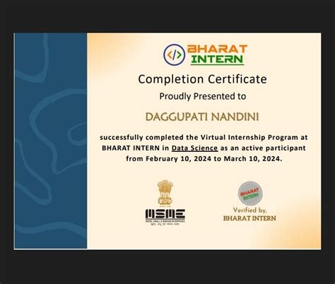 daggupati nandini on linkedin datascience internship bharatintern