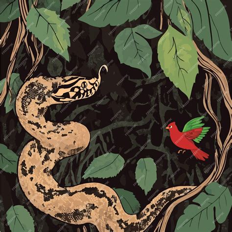 Camouflaged Python In Its Natural Habitat Vector Illustration Premium Ai Generated Vector