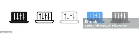 노트북 콘롤 설정 아이콘입니다 슬라이더 제어 조절 창 제어 버튼 조정 메뉴 구성 목록 슬라이더 앱 비즈니스 개념입니다 흰색 배경에 다른 스타일의 벡터 다섯 아이콘 3차원