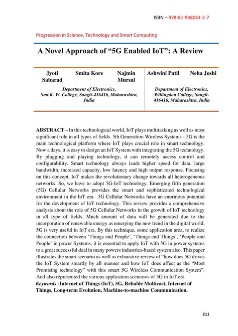 Pdf A Novel Approach Of 5g Enabled Iot A Review