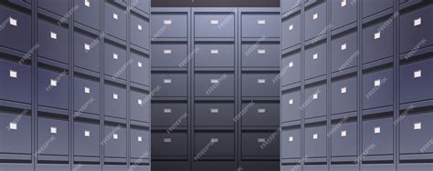 파일 비즈니스 관리 개념 수평 벡터 일러스트 레이 션 파일 캐비닛 문서 데이터 아카이브 저장 폴더의 사무실 벽 프리미엄 벡터