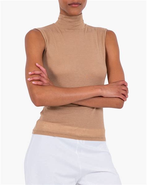 Ladies Ultralight Modal Cashmere Polo Neck Sleeveless Top Maisoncashmere