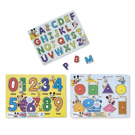 Mickey Mouse Clubhouse Wooden Peg Puzzle Bundle By Melissa And Doug