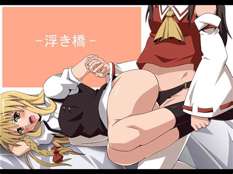 Rule 34 Blonde Hair Blush Bow Braid Female Hairbow Holding Hands Human Marisa Kirisame Miko