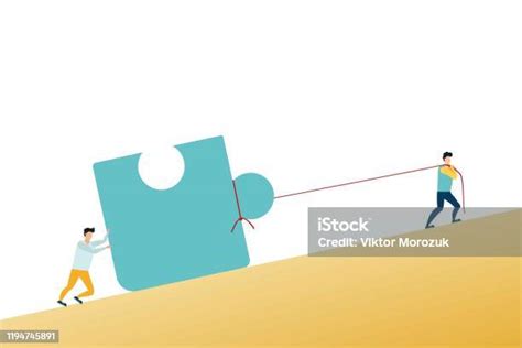 비즈니스 개념입니다 팀 은유 사람들은 퍼즐 요소를 연결합니다 벡터 일러스트 플랫 디자인 스타일입니다 팀워크 협력 파트너십의 상징 개념에 대한 스톡 벡터 아트 및 기타 이미지