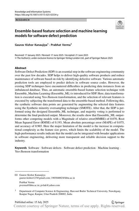 Ensemble Based Feature Selection And Machine Learning Models For