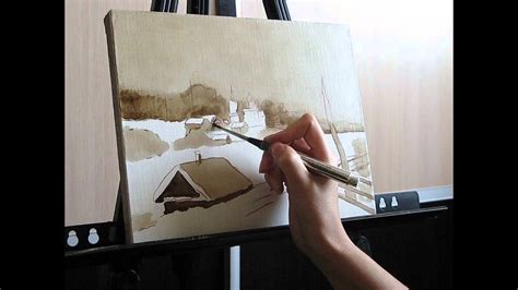 Уроки живописи маслом Part 1 Зимний пейзаж Пишем деревья и снег Youtube