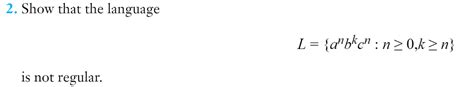 Solved 2 Show That The Language Is Not Regular Chegg Com