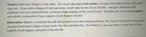Solved Problem 3 60 Pts Design A 2 Bit Adder The