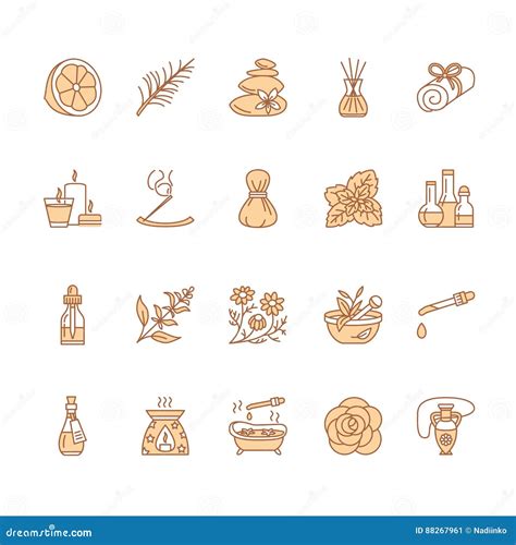 Essential Oils Aromatherapy Vector Line Icons Set Elements Aroma