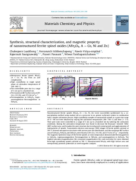Pdf Synthesis Structural Characterization And Magnetic Property Of