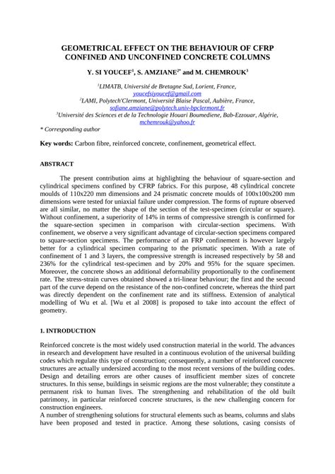 Pdf Geometrical Effect On The Behavior Of Cfrp Confined And Unconfined Concrete Columns