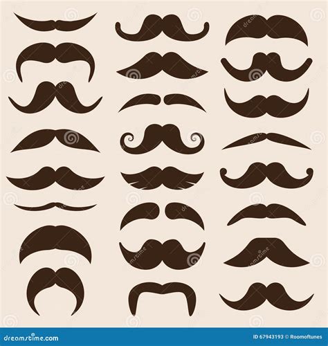 Set Of Vector Mustaches In Retro Style Stock Vector Illustration Of
