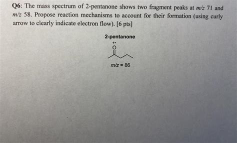 Solved Q6 The Mass Spectrum Of 2 Pentanone Shows Two