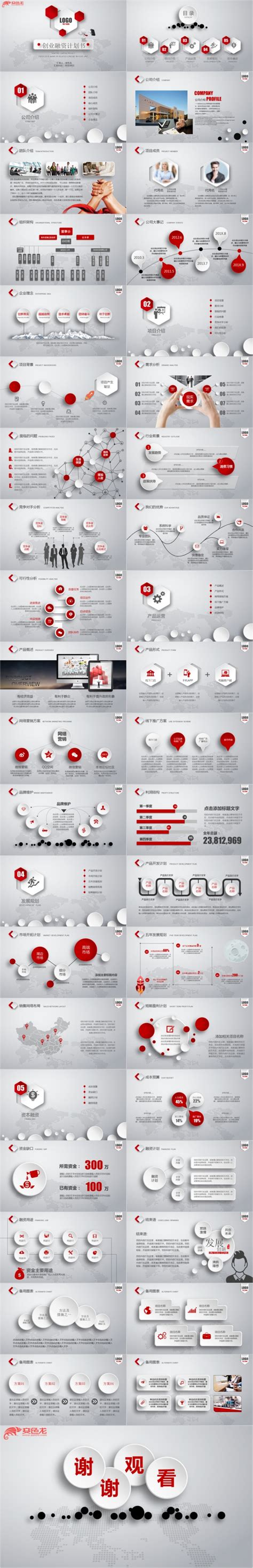 红色动态模板powerpoint 2013创意能源通讯创业融资故事ppt的课件图片 Ppt模板下载 变色龙ppt