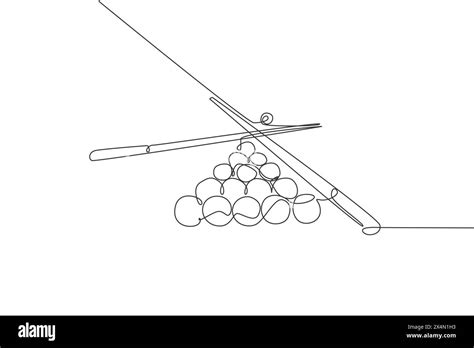 One Single Line Drawing Of Triangle Pyramid Balls Stack For Pool Billiards Game At Billiard Room