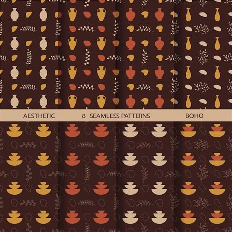 미적 패턴 보호 패턴 보호 및 미적 스타일의 원활한 패턴 세트 프리미엄 벡터