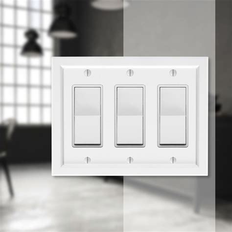 White 3 Gang Rocker Light Switch Plates Light Switch Plates The