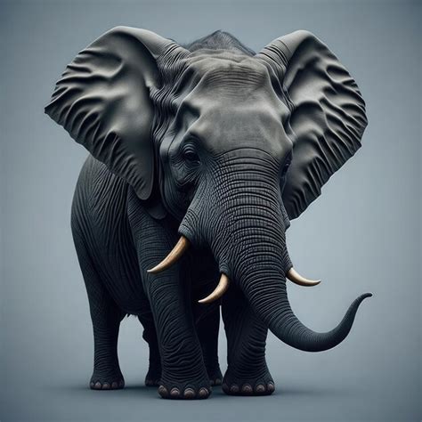 premium ai image elephant on a gray background 3d render side view