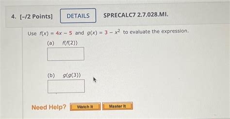 Solved Use f(x)=4x−5 and g(x)=3−x2 to evaluate the | Chegg.com
