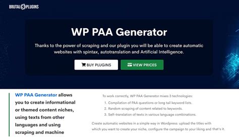 wp paa generator plugin to create automatic websites in wordpress