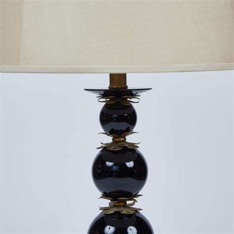 Vintage Tall Black Glass Table Lamp At 1stdibs