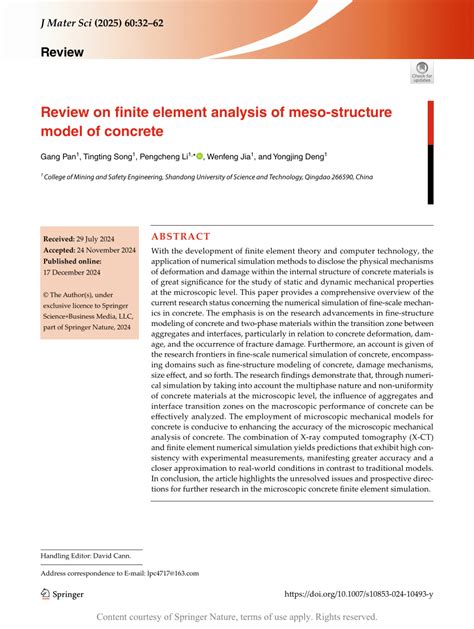 Review On Finite Element Analysis Of Meso Structure Model Of Concrete