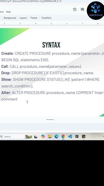 Mysql Procedure Syntax And Parameters Procedure Syntax Procedure