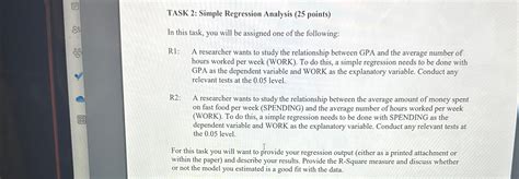 Solved Task 2 Simple Regression Analysis 25 ﻿pointsin
