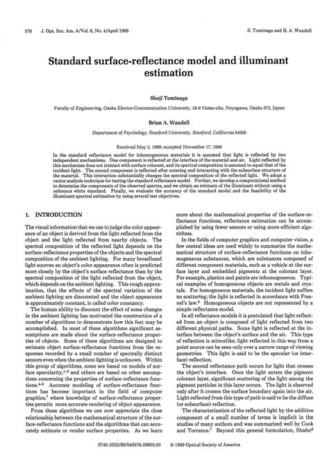 Pdf Standard Surface Reflectance Model And Illuminant Estimation