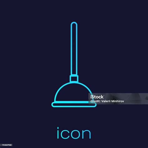 파란색 배경에 고립 된 파이프 청소 라인 아이콘에 대 한 나무 손잡이와 청록색 고무 플런저 화장실 플런저 벡터 일러스트 가사 집안일에 대한 스톡 벡터 아트 및 기타 이미지